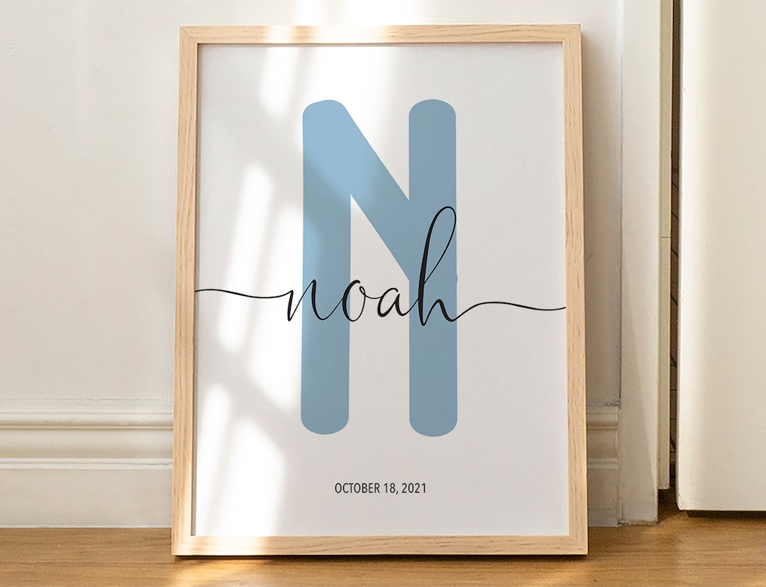 Personalized Name Print Custom Wall Art Initial Nursery Print Birthday ...