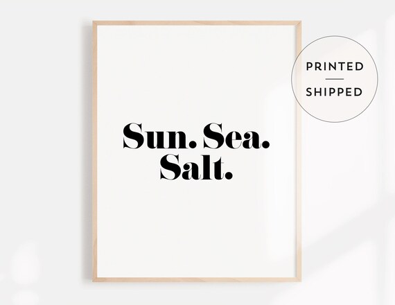Sun sea salt Beach Sign summer print wall art quote | Etsy