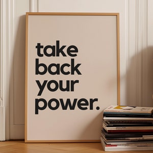 Take Back Your Power Motivational Quote Wall Art Print Typography ...
