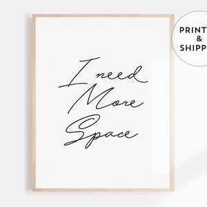 Space Typography Print Handwriting Black and White Art | Etsy