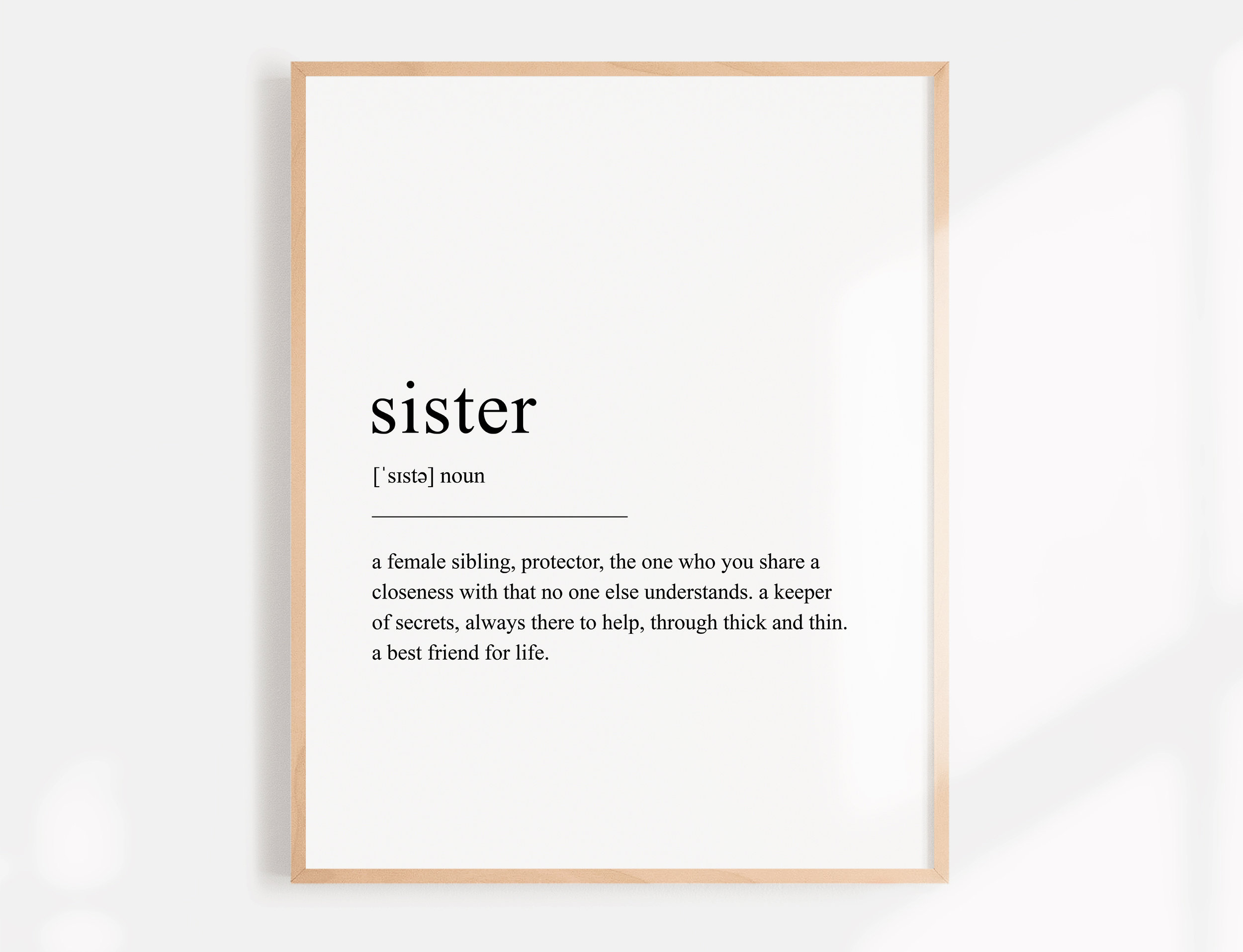 Sister definition wall art Typography wall art Black and | Etsy