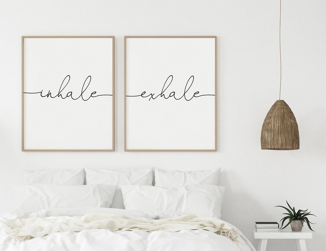 Inhale Exhale Art Print Above Bed Decor Set of 2 Prints for - Etsy