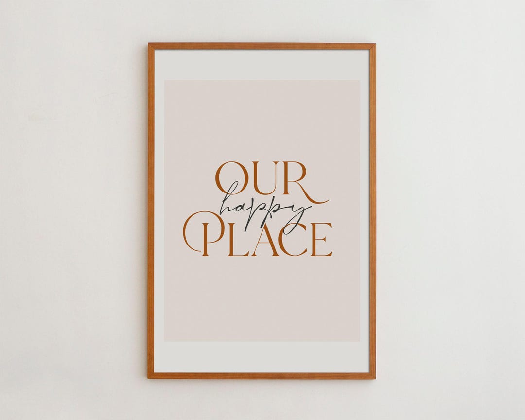 Our Happy Place Sign Typography Print Modern Wall Art Minimalist Poster ...
