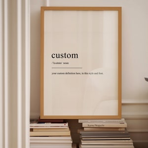 Custom Definition Print Funny Sign Black and White Wall Art ...