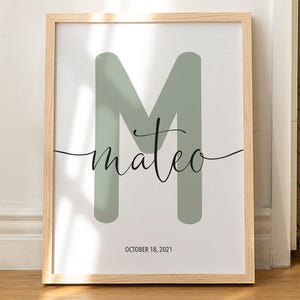 Personalized Name Print Custom Wall Art Initial Nursery Print Birthday ...
