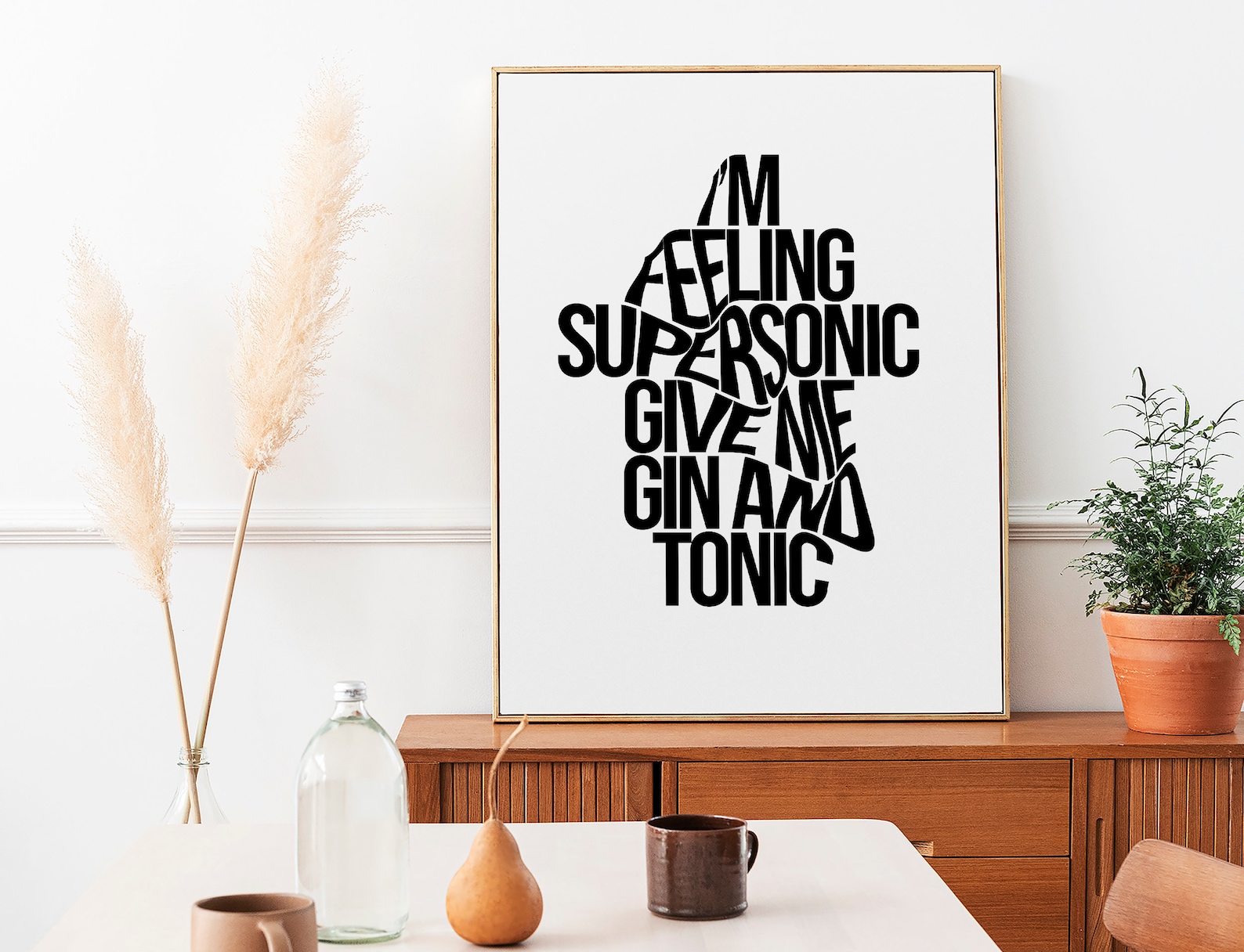 Feeling Supersonic Give Me Gin Tonic Print Black and White - Etsy