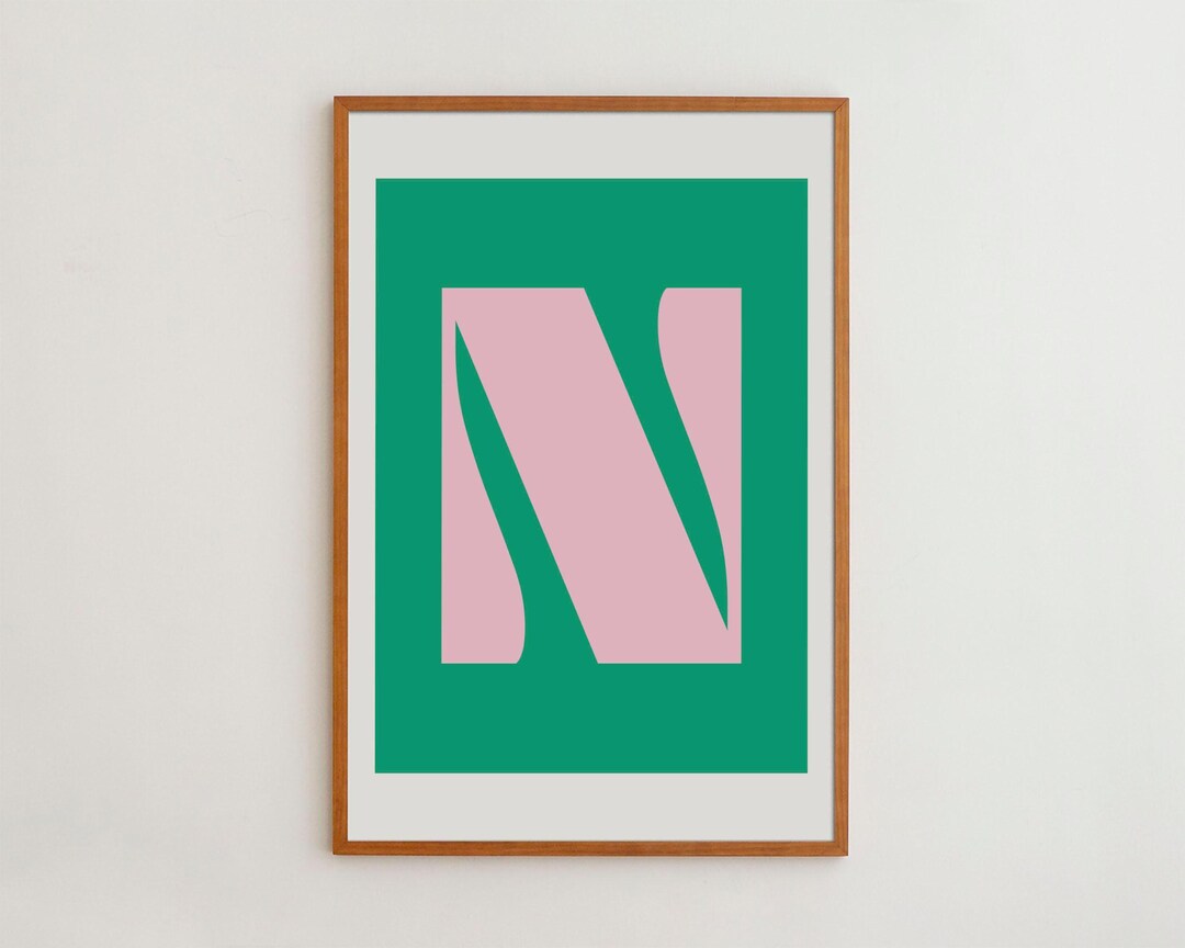 Personalized Retro Initial Print | Custom Wall Art | Name Letter Art ...