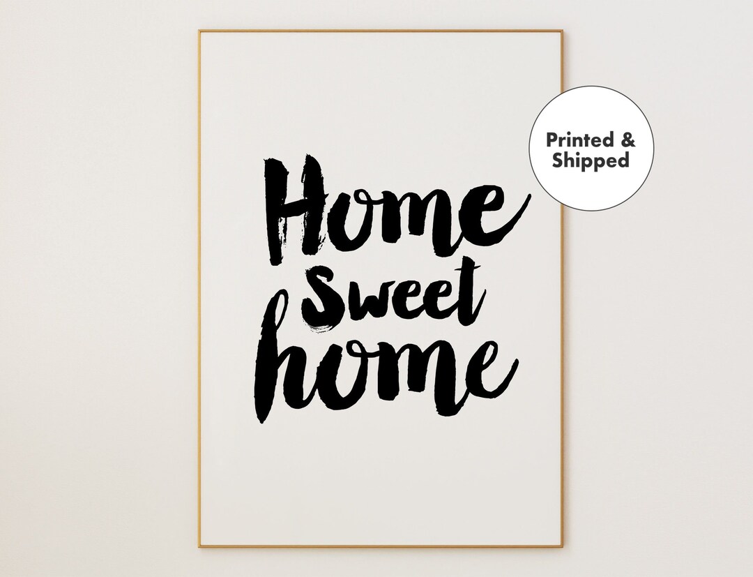 Home Sweet Home, Typography Print, Minimalist Wall Art, Handwritten ...