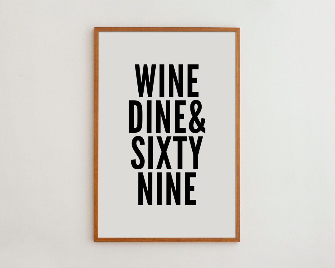 Wine Dine 69 Print: Minimalist Black and White Wall Art - Etsy