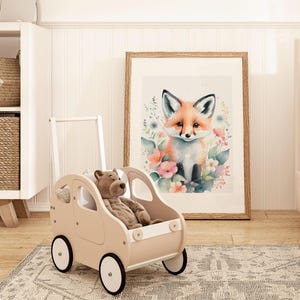 Cute Baby Fox Portrait Nursery Wall Art Watercolor Art Decor Animal ...