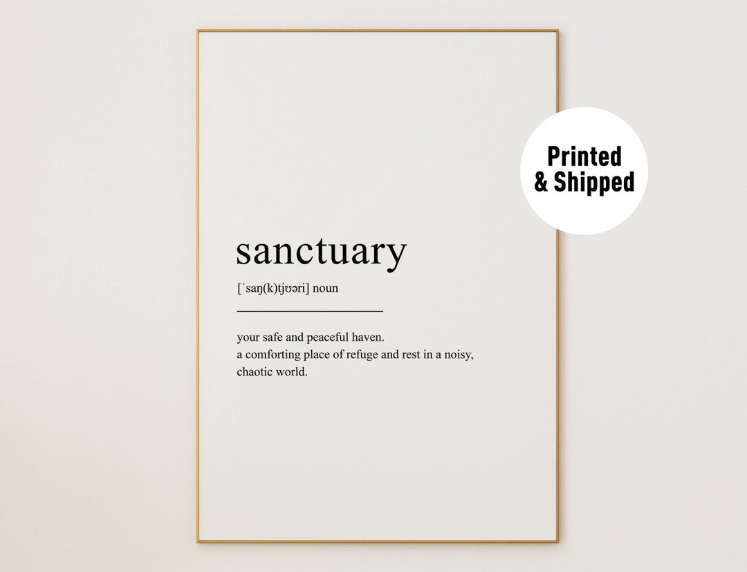Sanctuary Definition Wall Art Black and White Print - Etsy