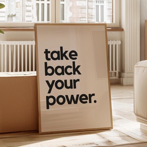 Take Back Your Power Motivational Quote Wall Art Print Typography ...