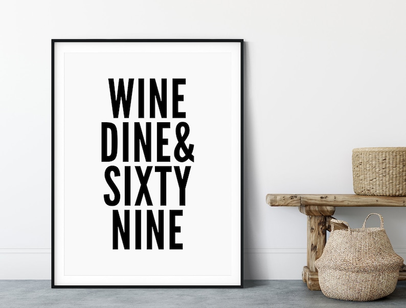 Wine Dine 69 Black and White Prints Minimalist Poster Best - Etsy.de