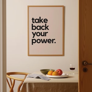 Take Back Your Power Motivational Quote Wall Art Print Typography ...