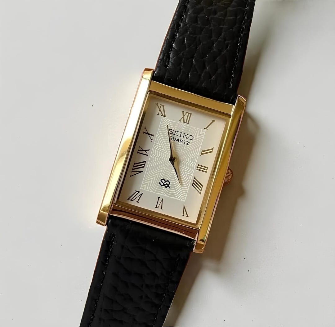 Vintage Seiko Tank Watch 1980s — Gold Tone Rectangular Watches for ...