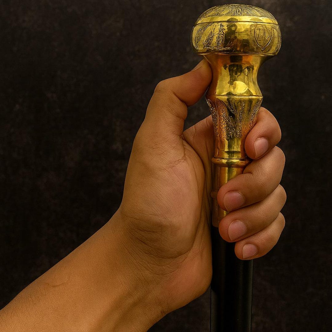 Handcrafted Brass Handle Walking Cane | Detachable Wooden Walking Stick ...