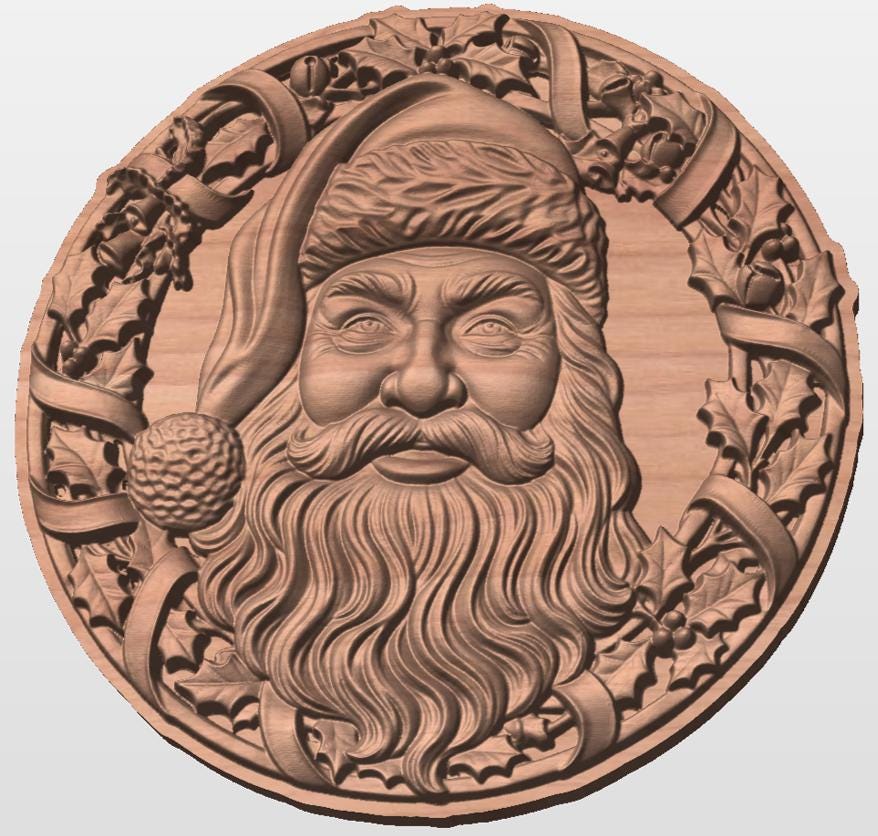 Christmas Santa Wreath CNC Model – 3D Vectric & STL Files (digital ...
