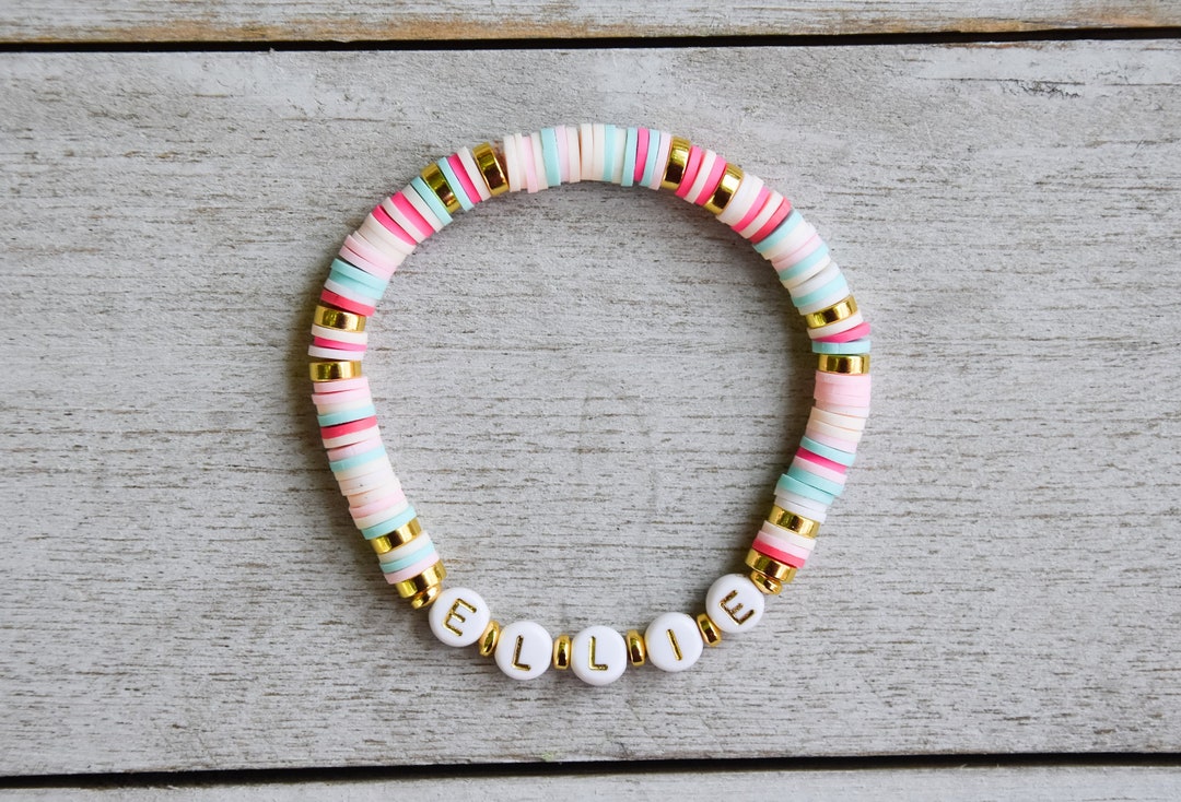 Sweet Tart Collection Custom Name / Word Beaded Disc Stretch - Etsy