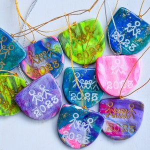 Personalized Family Stick Figure Clay Ornaments , Custom Christmas ...