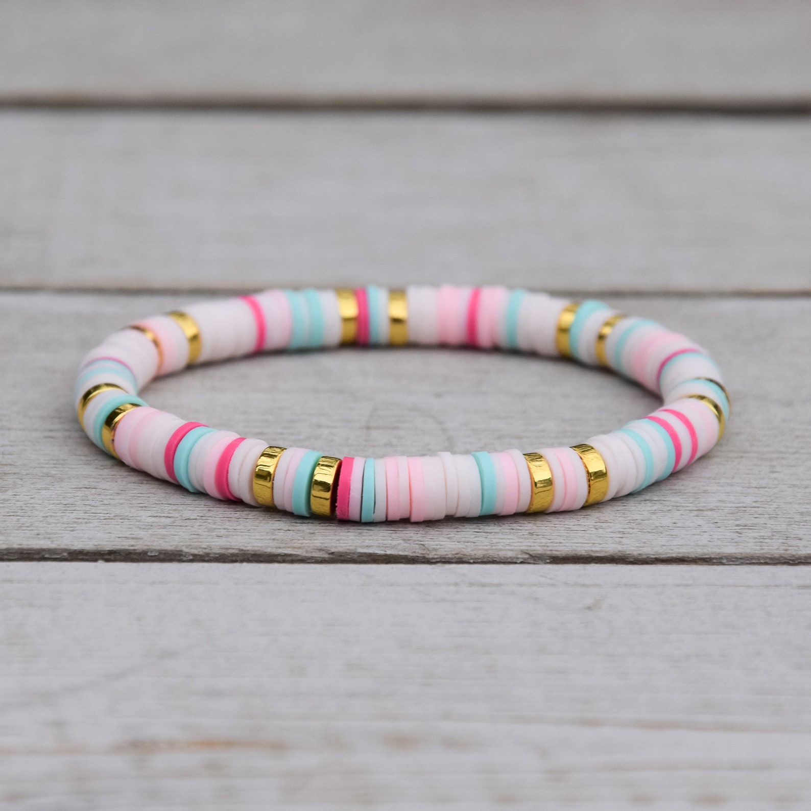 Sweet Tart Collection Beaded Disc Stretch Bracelet | Etsy