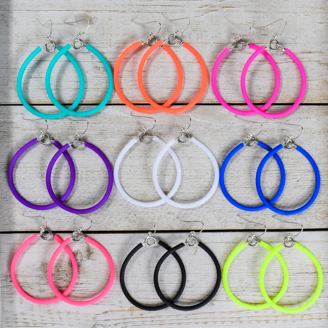 Colorful Rubber Hoop Earrings - Etsy
