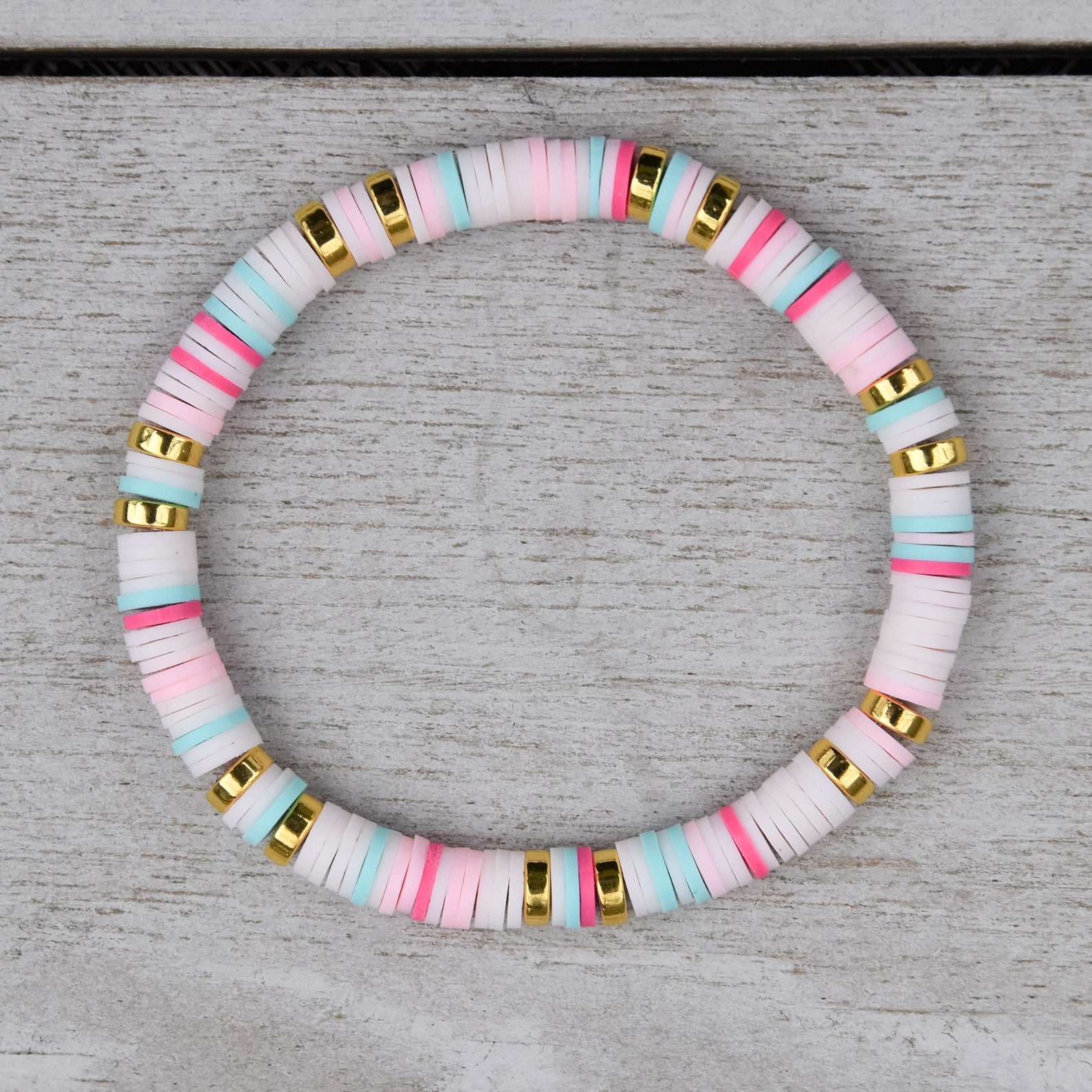 Sweet Tart Collection Beaded Disc Stretch Bracelet | Etsy