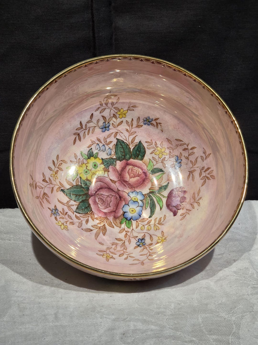 Pink Lustre Bowl Maling Rosalind Floral English Pottery - Etsy