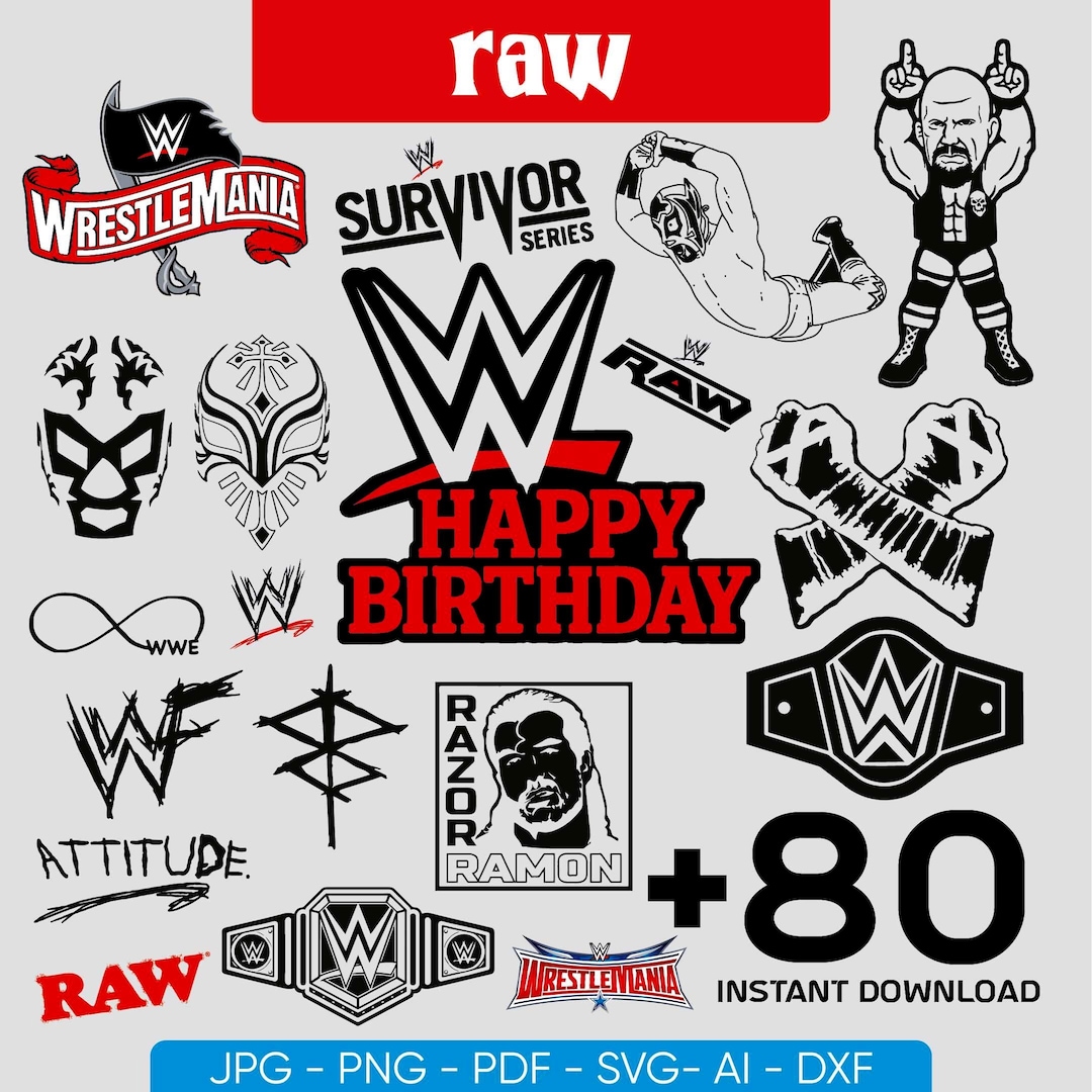 WWE RAW Wrestling Svg Pack Sports Png Bundle WWE Designs Digital ...