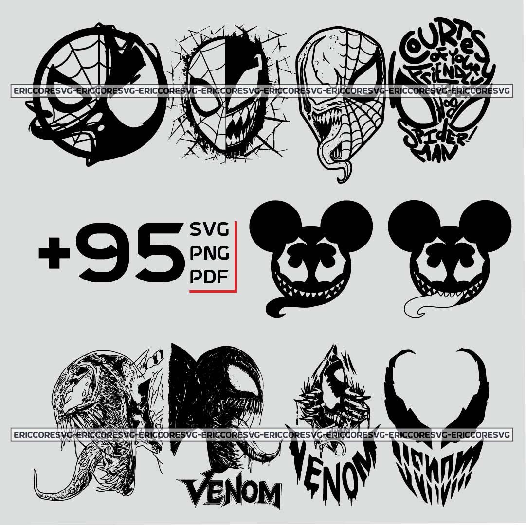 Venom SVG PNG Bundle | Marvel-inspired Superhero & Antihero Clipart for ...