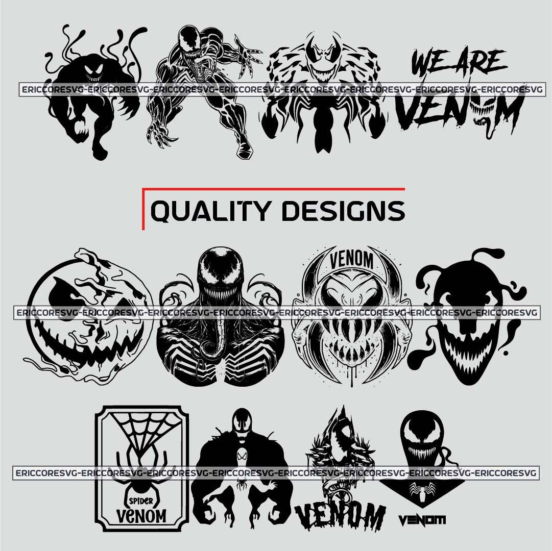 Venom SVG PNG Bundle | Marvel-inspired Superhero & Antihero Clipart for ...