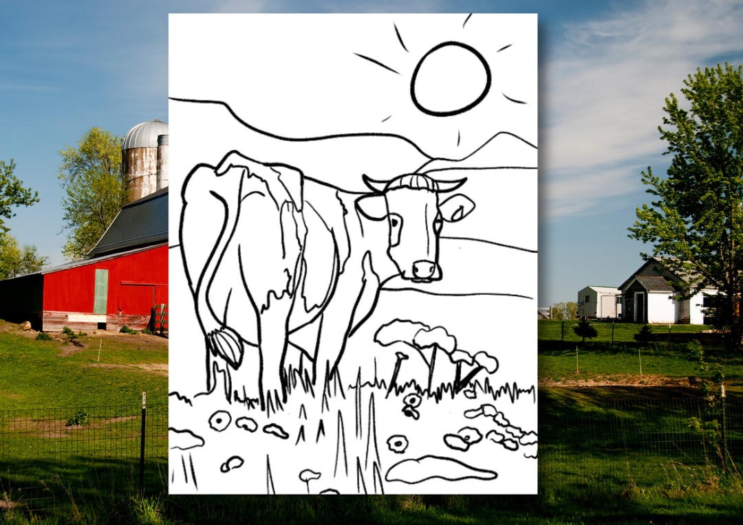 Pasture Pals | Cow Coloring Sheet for Kids & Adults - Etsy UK