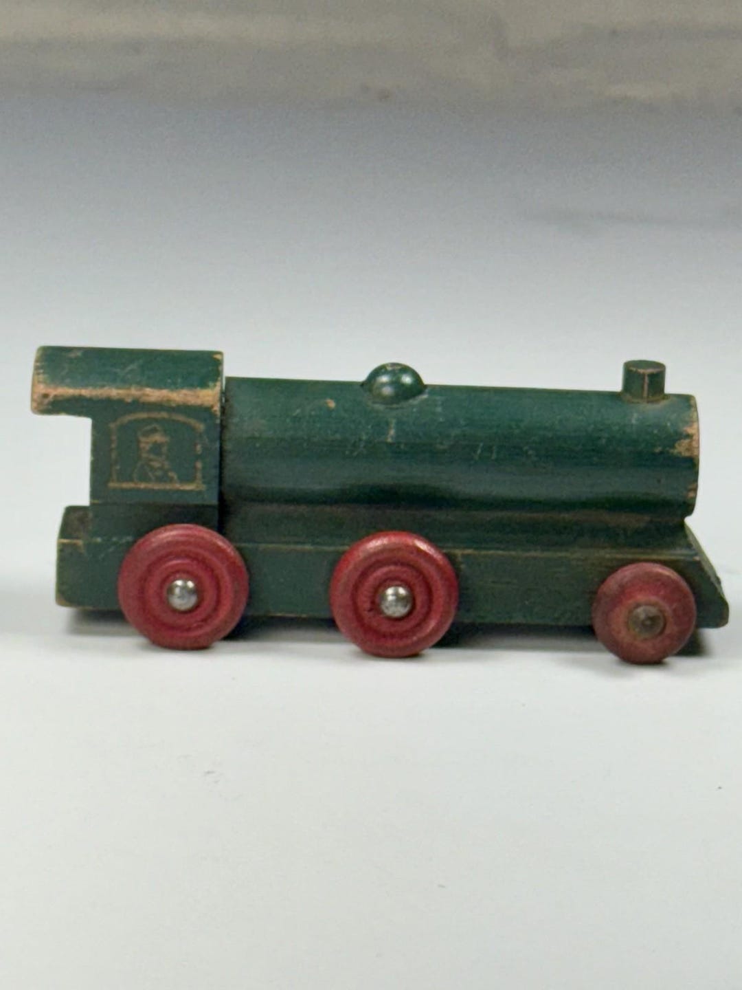 Vintage Strombecker Wooden Train Engine Green Prewar Toy Locomotive USA ...