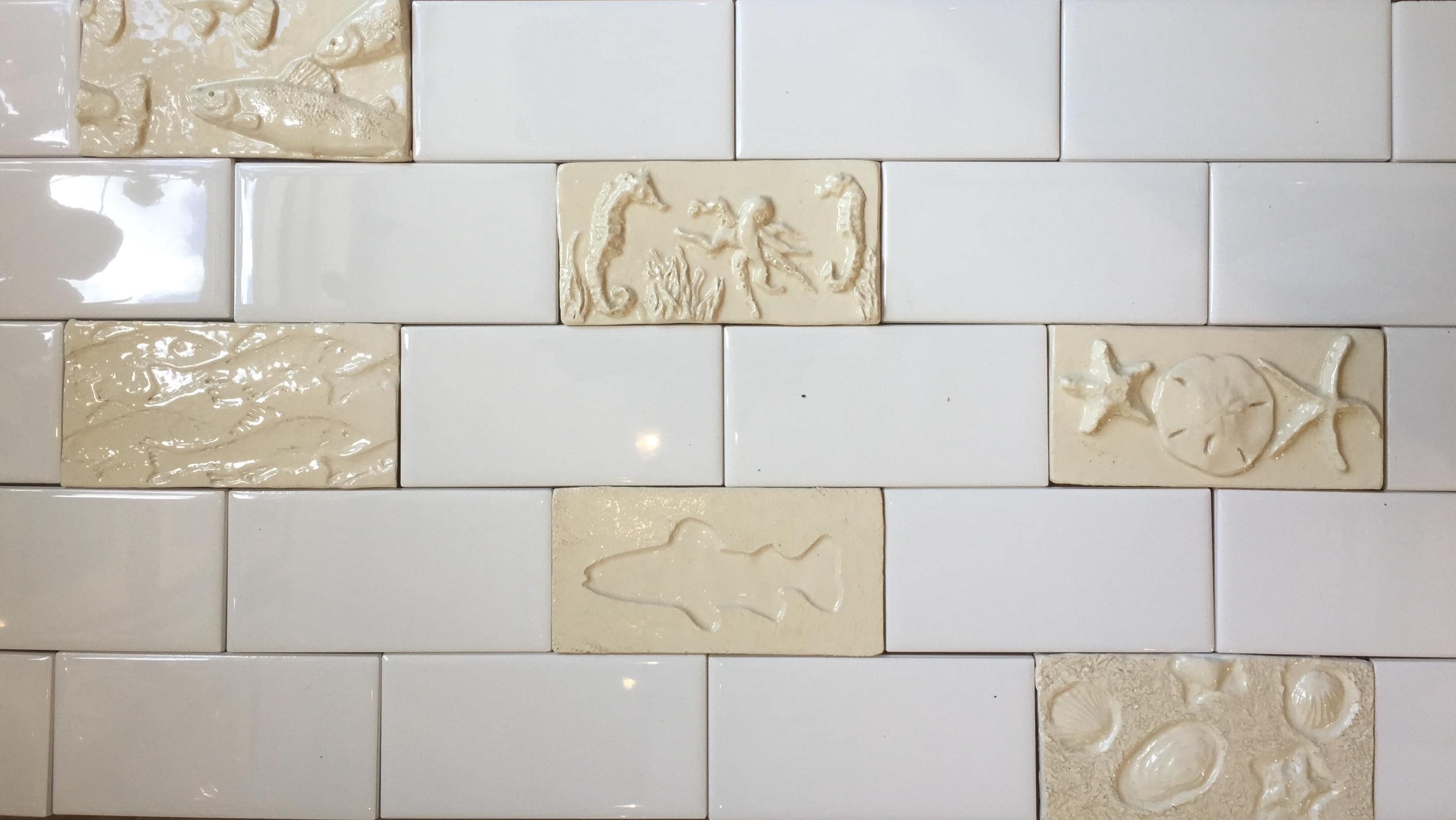 Set of 10- 6” X3” Marine Life Accent Tiles for Subway Tile ...