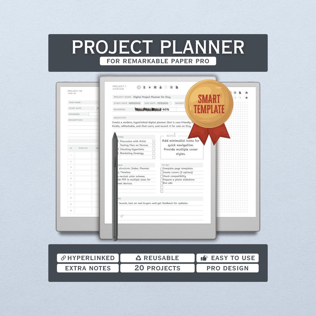 Project Planner for Remarkable Paper Pro - Etsy