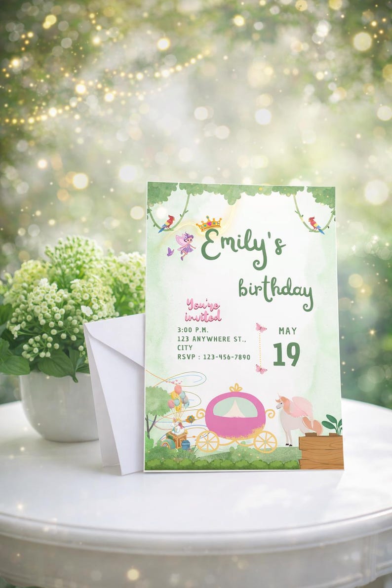 Canva Editable Fairy Birthday Invitation, Magical Girls Party Invite ...