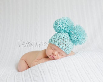 Newborn Pom Pom Hat Infant Pom Pom Hat Crochet Baby Hat | Etsy