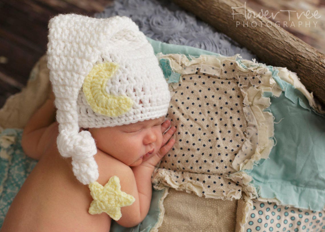 Baby Moon Hat Newborn Photo Prop Sleepy Time Hat Moon and - Etsy