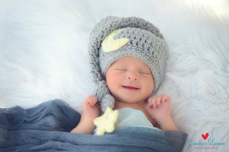 Baby Moon Hat, Newborn Photo Prop, Sleepy Time Hat, Moon and Star Hat ...
