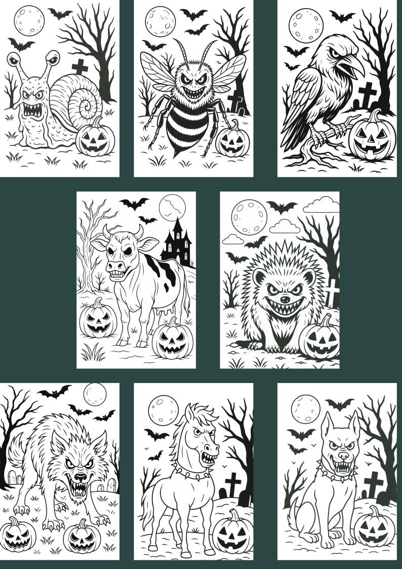 Spooky & Sweet Halloween Coloring Pages – 24 Creepy-cute Animals ...