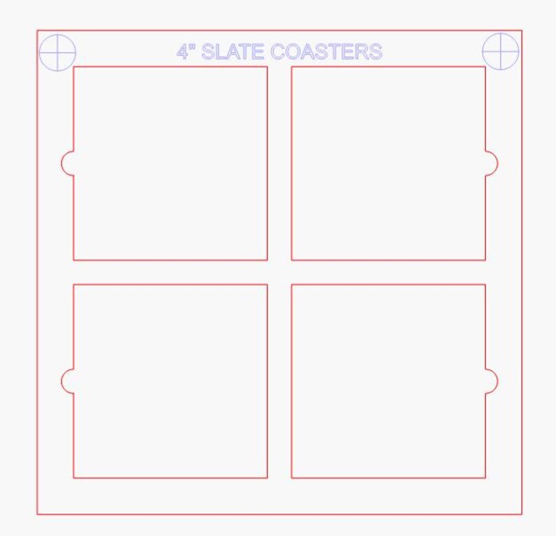 4" Square Coaster Jig - SVG - DXF & Lightburn File - Slate, Wood for ...