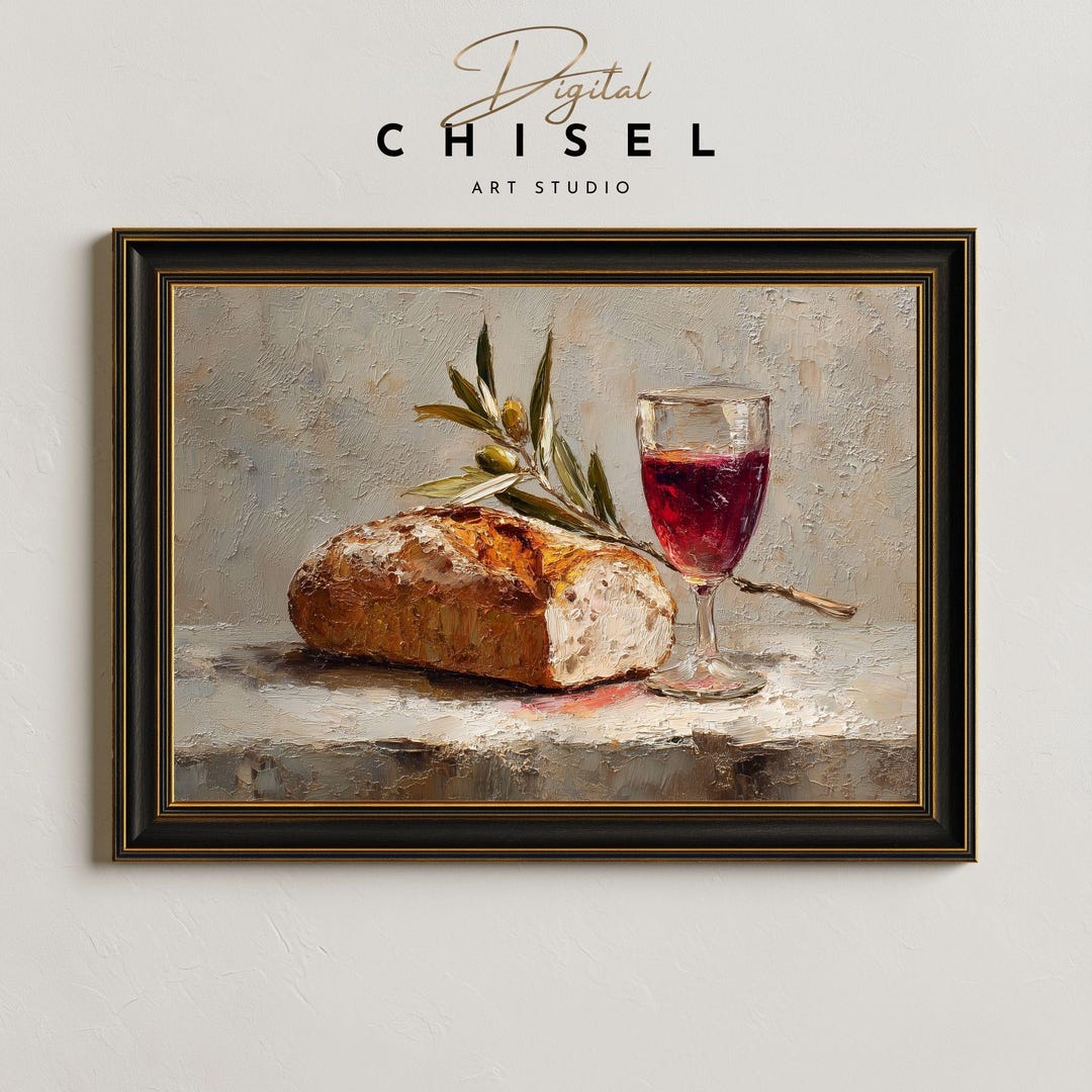 Bread & Wine Communion Still Life | Christian Wall Art | Biblical Decor ...