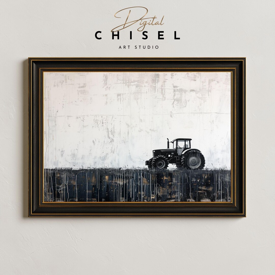 Abstract Tractor Wall Art| Minimal Farm Silhouette Print| Rustic Modern ...