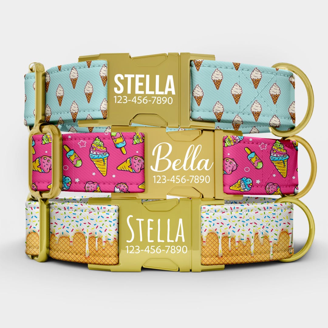 Ice Cream Dog Collar, Personalized Summer Dog Collar, Bright Sprinkle ...