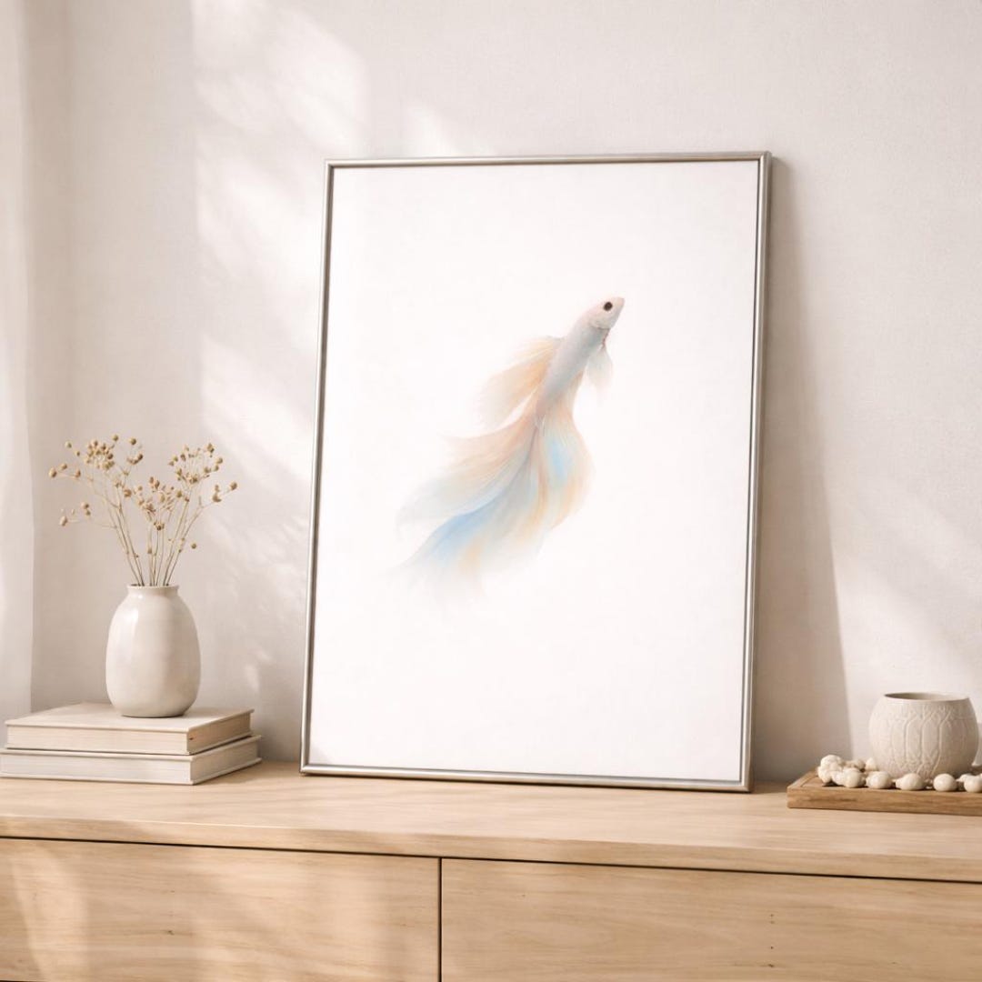 Betta Fish Wall Art Minimalist Scandinavian Japandi Digital Printable ...