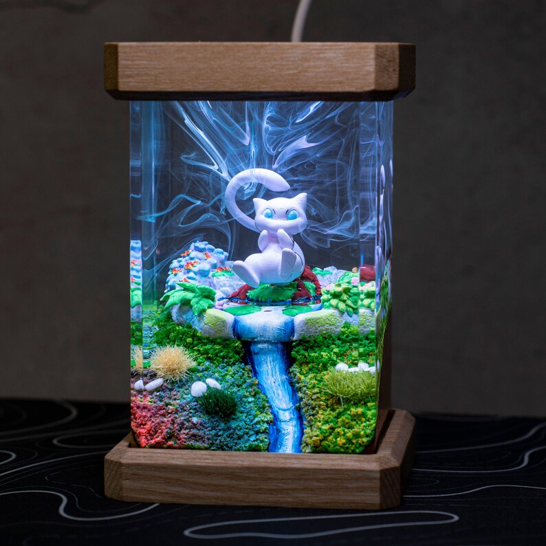 Mew Resin Lamp: Handmade Night Light – Anime Gamer Decor, Gift ...