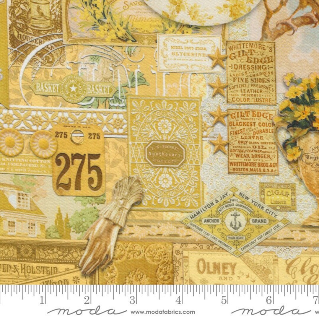 Curated in Color by Cathe Holden - Collage -yellow - Moda 7460 14 - Etsy