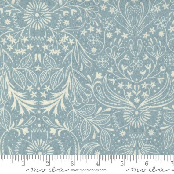 Decorum by Basic Grey Floral Damask Light Blue Moda - Etsy