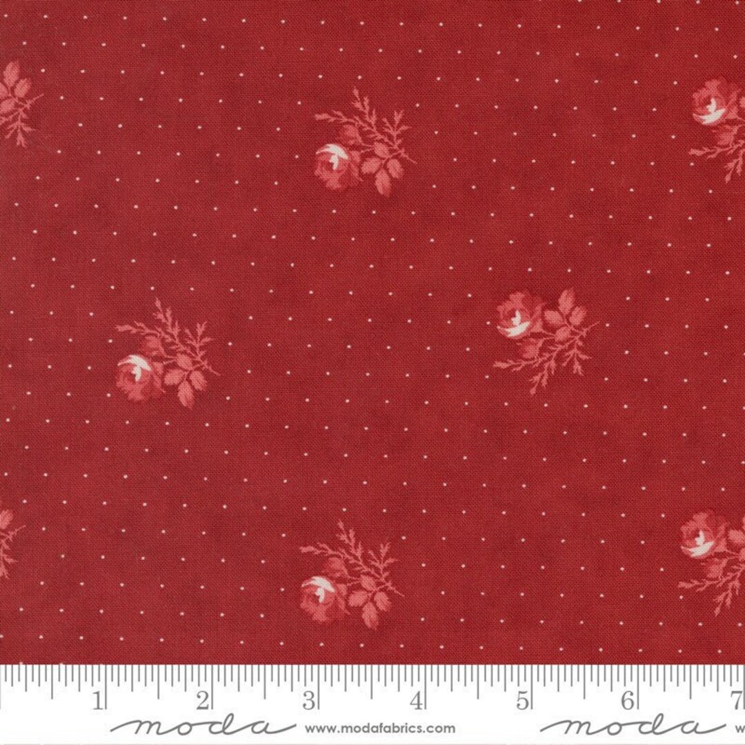 Ridgewood by Minick and Simpson - Roses/dots - Red - Moda 14972 18 - Etsy