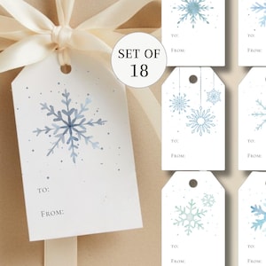 Snowflake Gift Tags Printable, Winter Holiday Gift Tags, Watercolor ...