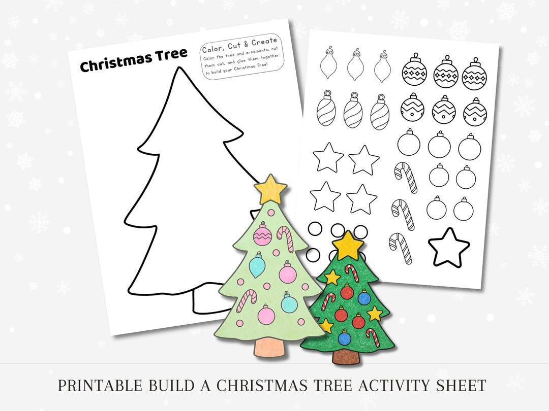Build A Christmas Tree Craft, Printable Kids Activity, Christmas Color ...